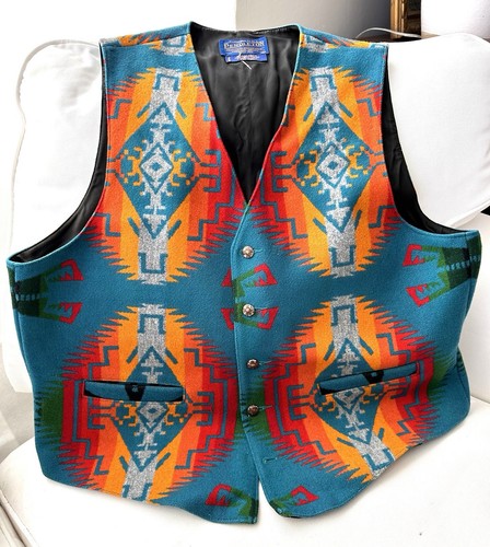 Vintage Pendleton Aztec Western Wool Waistcoat Vest Men XL RARE | eBay