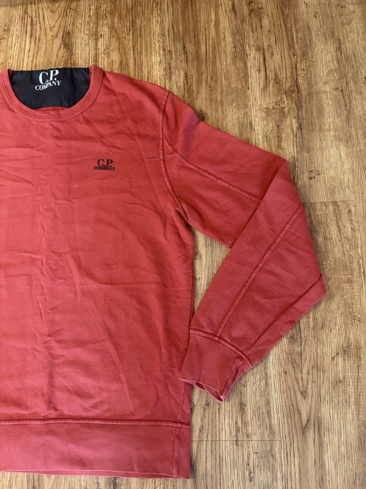 C.P. Company Red Crew Neck Cotton Sweatshirt Medium Spell Out Logo VGC ...