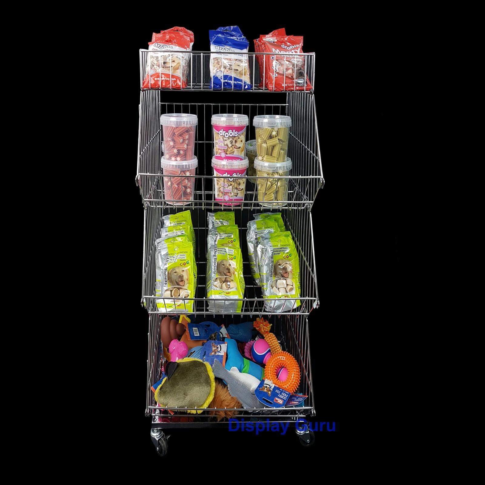 Collapsible Metal Wire Stacking Baskets Dump Bins on Wheels | eBay UK