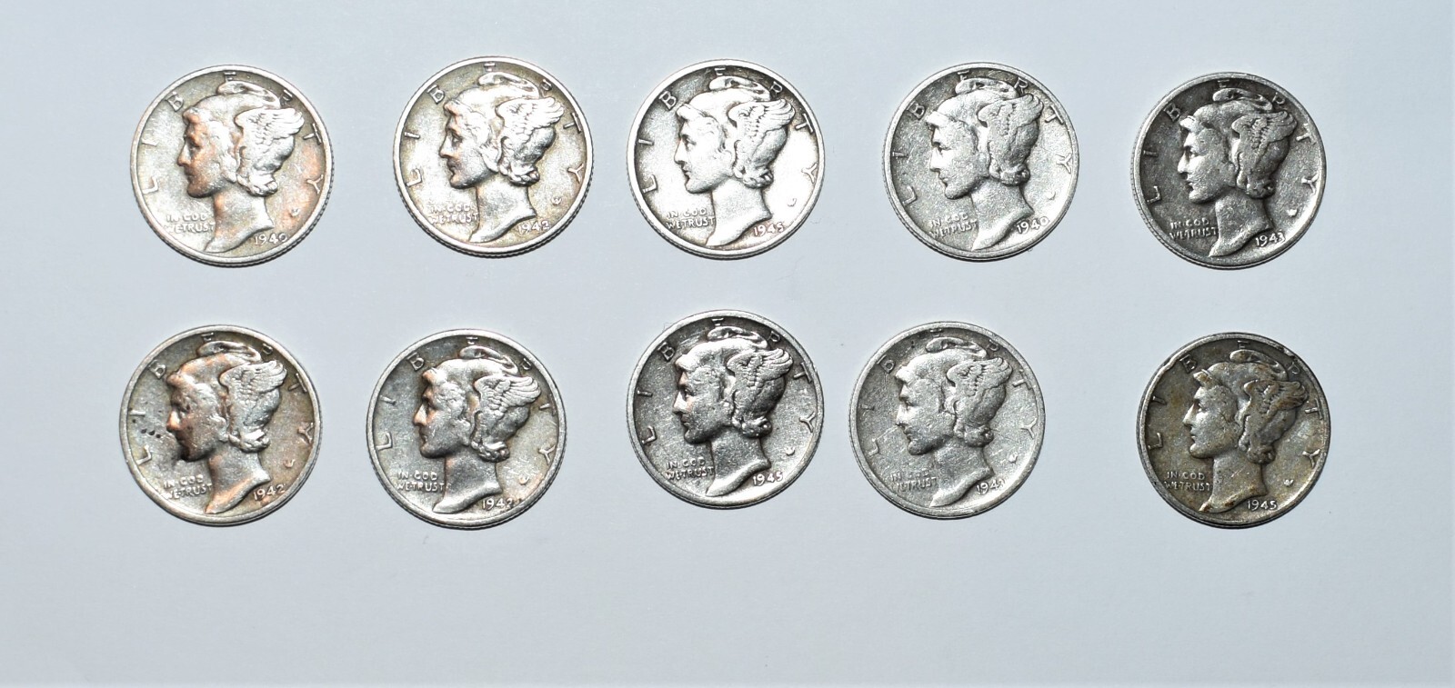 Mercury Dime Silver Lot of 10 Quality Coin Investment Fine Quality 1940s | eBay