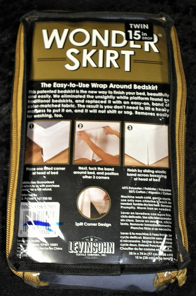 Wonder Skirt Wrap Around Bed Bedskirt Dust Ruffle 15" Drop Twin Steel ...