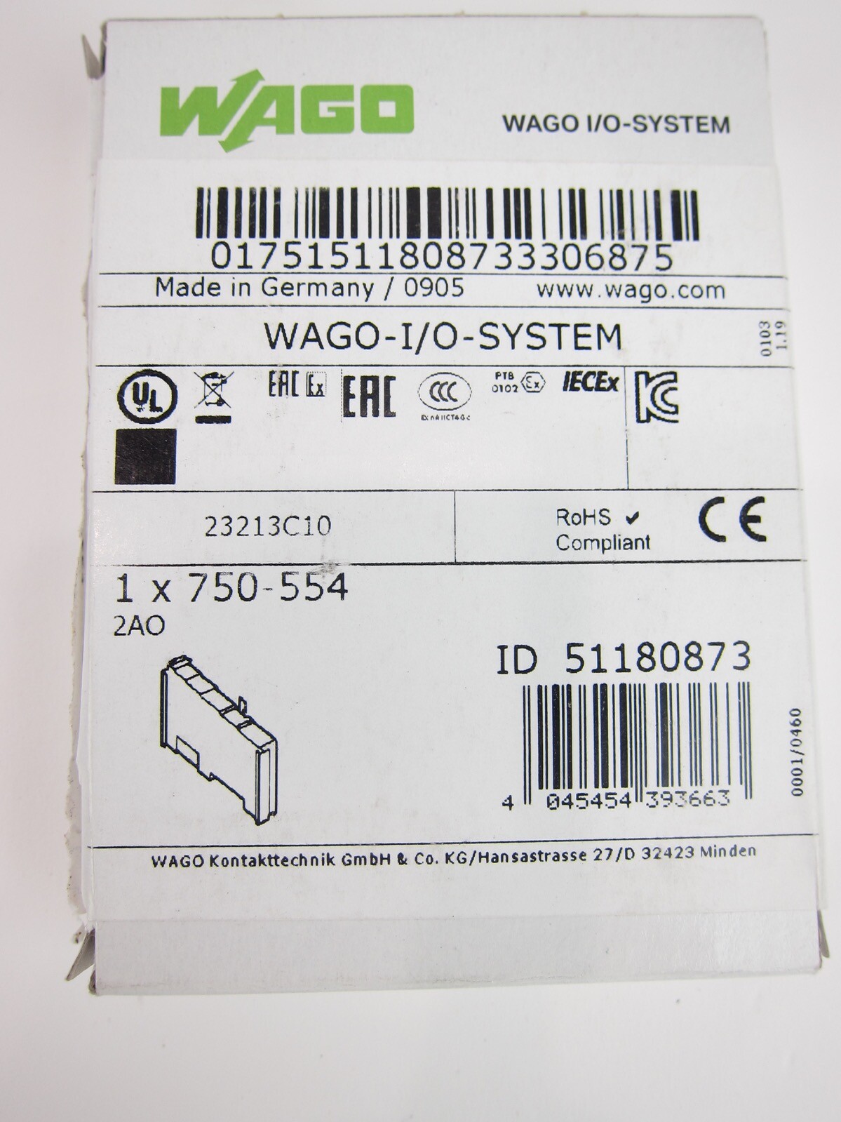 New Wago 750-554 Analog Output Module 750554 | eBay