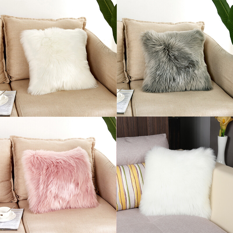 Soft Faux Fur Pillowcase Fluffy Pillow Cases Cushion Cover Home Deco ...