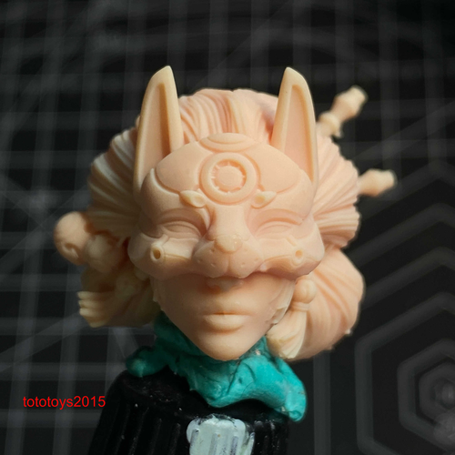 1:6 1:12 1:18 Cyber Fox Mask Girl Head Sculpt For 12" 6" 3.75" Female ...