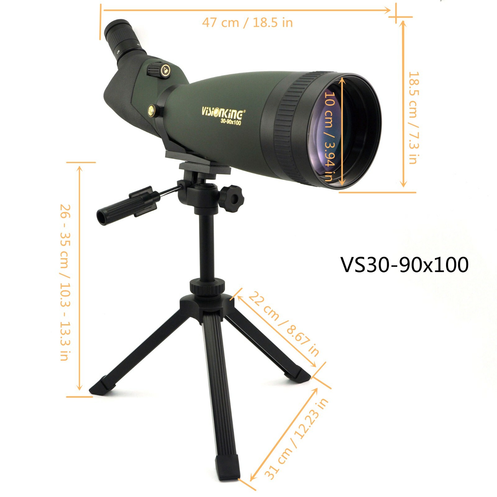 Visionking 30-90x100 Waterproof Spotting Scope Monoculars Telescope ...