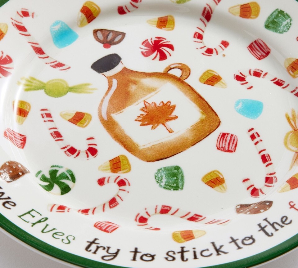 🎄Set of 4 Pottery Barn Elf Movie Appetizer Plates, Elf Food Groups🍬 ...