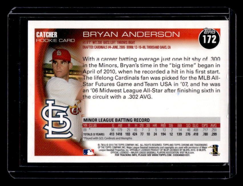 2010 Topps Chrome #172 Bryan Anderson Rookie Autograph | eBay