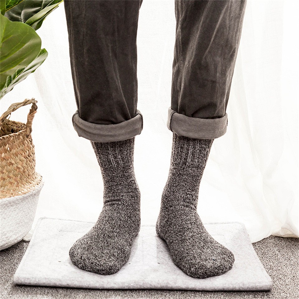 5 Pair Mens Wool Socks Heavy Duty Warm Thermal Merino Lambs Wool Boots ...