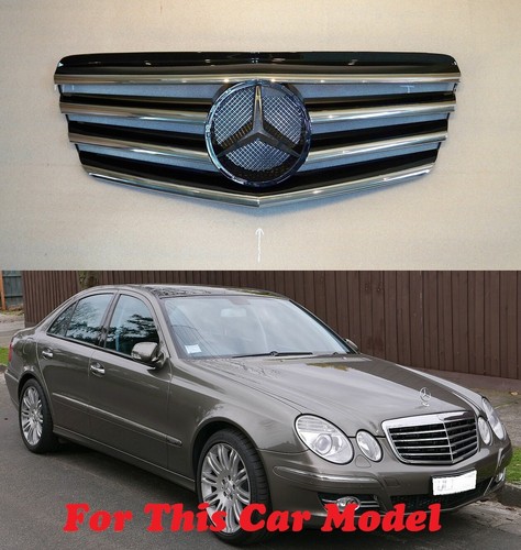 Front Grille Black-Chrome 4 Fins For '2007-'2009 Mercedes W211 E-Class ...