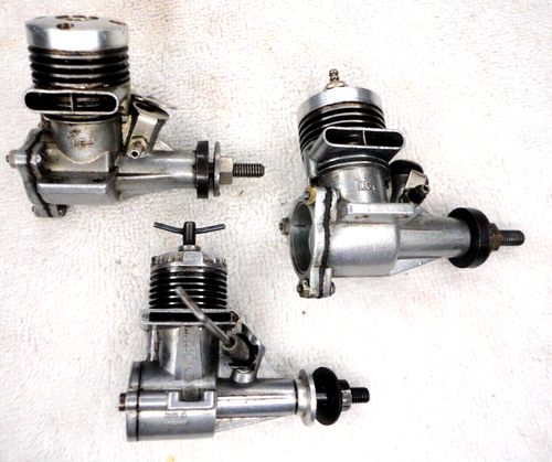 LOT of 3 Vintage Early Control Line Airplane Engines two PET O.S ...