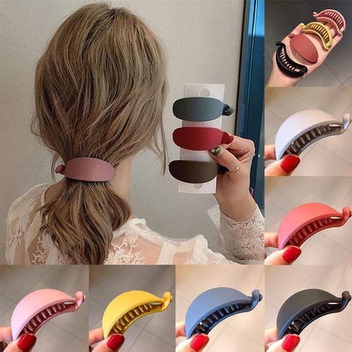 Ladies Frosted Ponytail Clip Candy Matte Banana Acrylic Hair Claws Clip ...