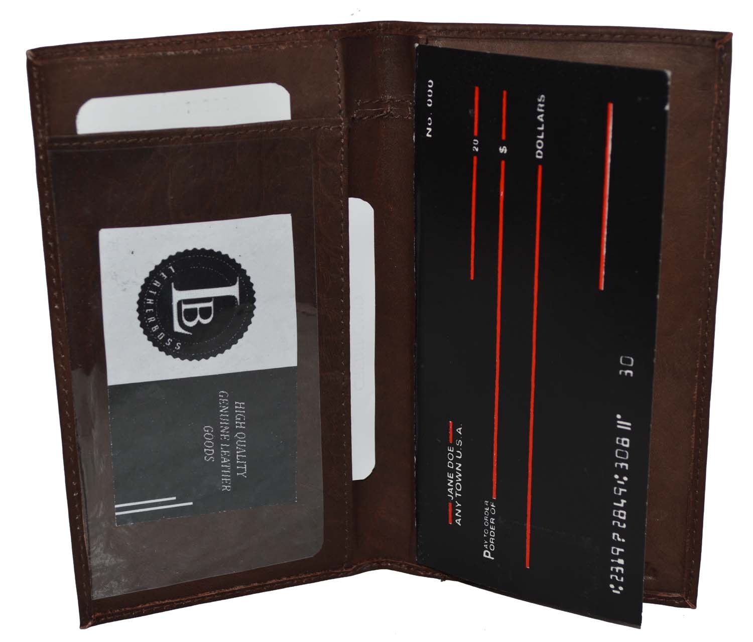 Leatherboss Genuine Leather Hand Crafted Checkbook Cover Top tear n ...