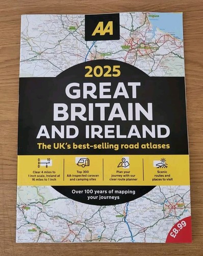 AA 2025 Great Britain & Ireland A3 Road Atlas Route Planner Map Large ...