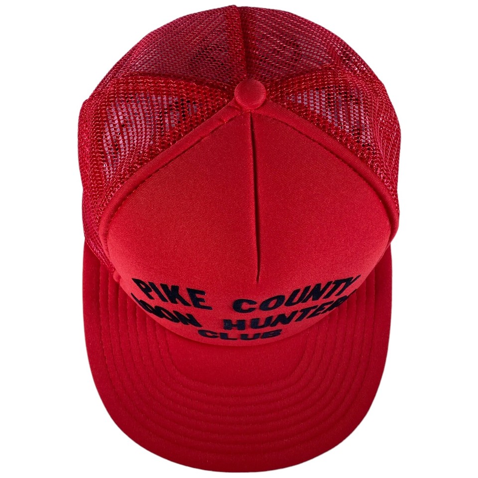Pike County Coon Hunters Club Red Trucker Mesh Snapback Felt Letters ...