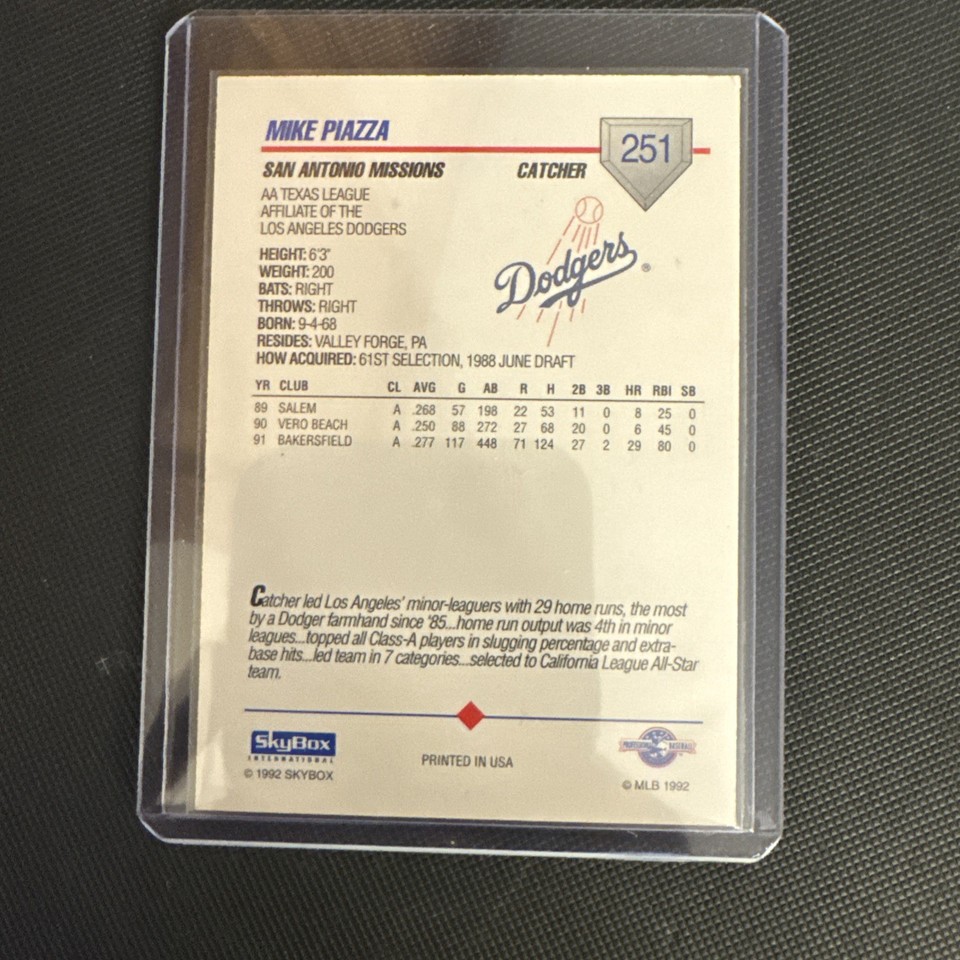 1992 SkyBox Pre-Rookie - AA Packs Mike Piazza #251 (RC) | eBay