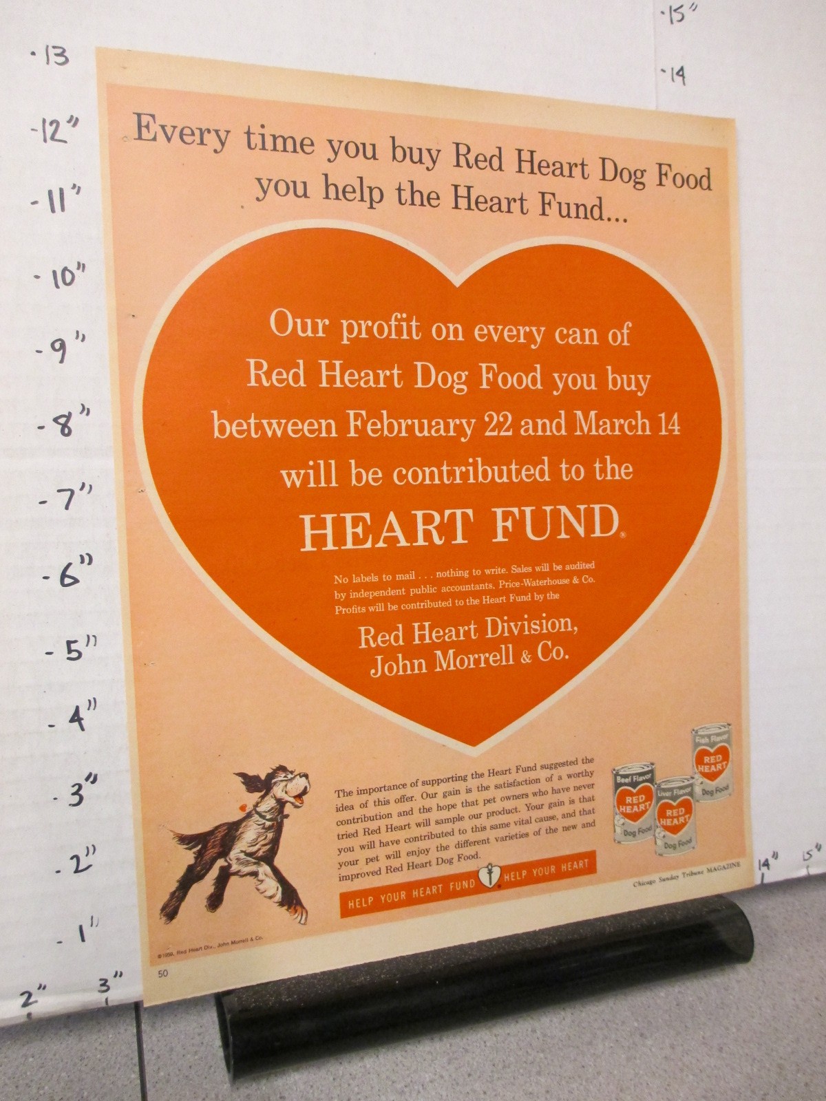 newspaper ad 1959 RED HEART dog food can Heart Fund John Morrell ...