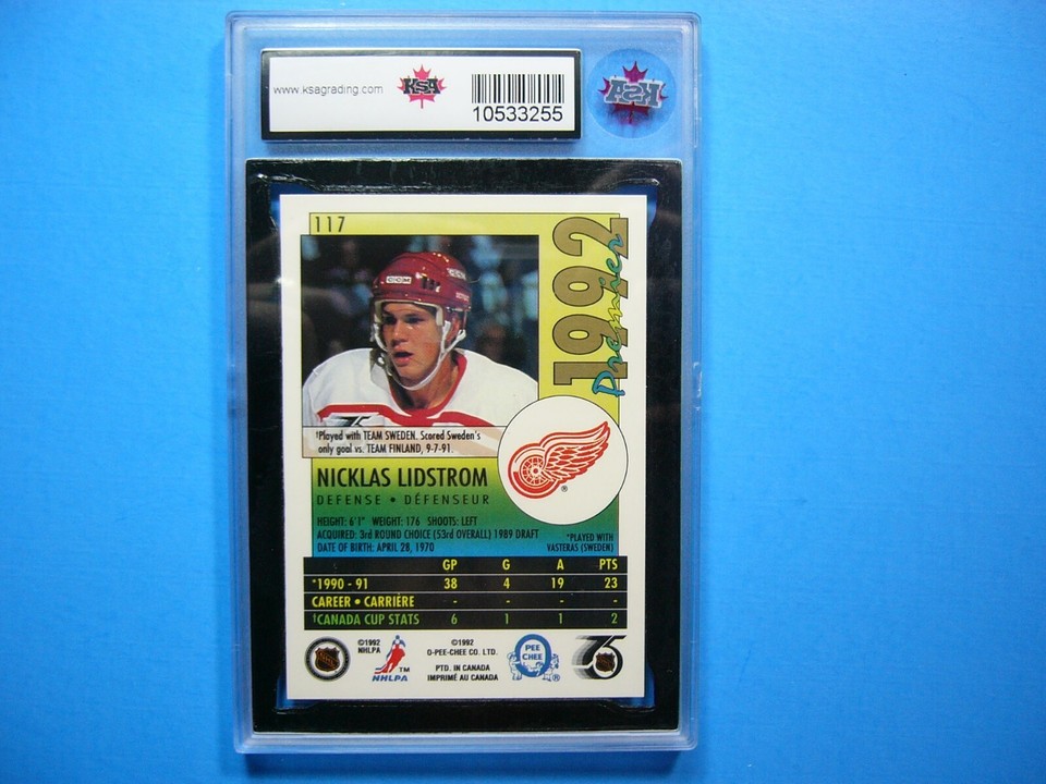 1991/92 O-PEE-CHEE PREMIER NHL CARD #117 NICKLAS LIDSTROM ROOKIE RC KSA ...