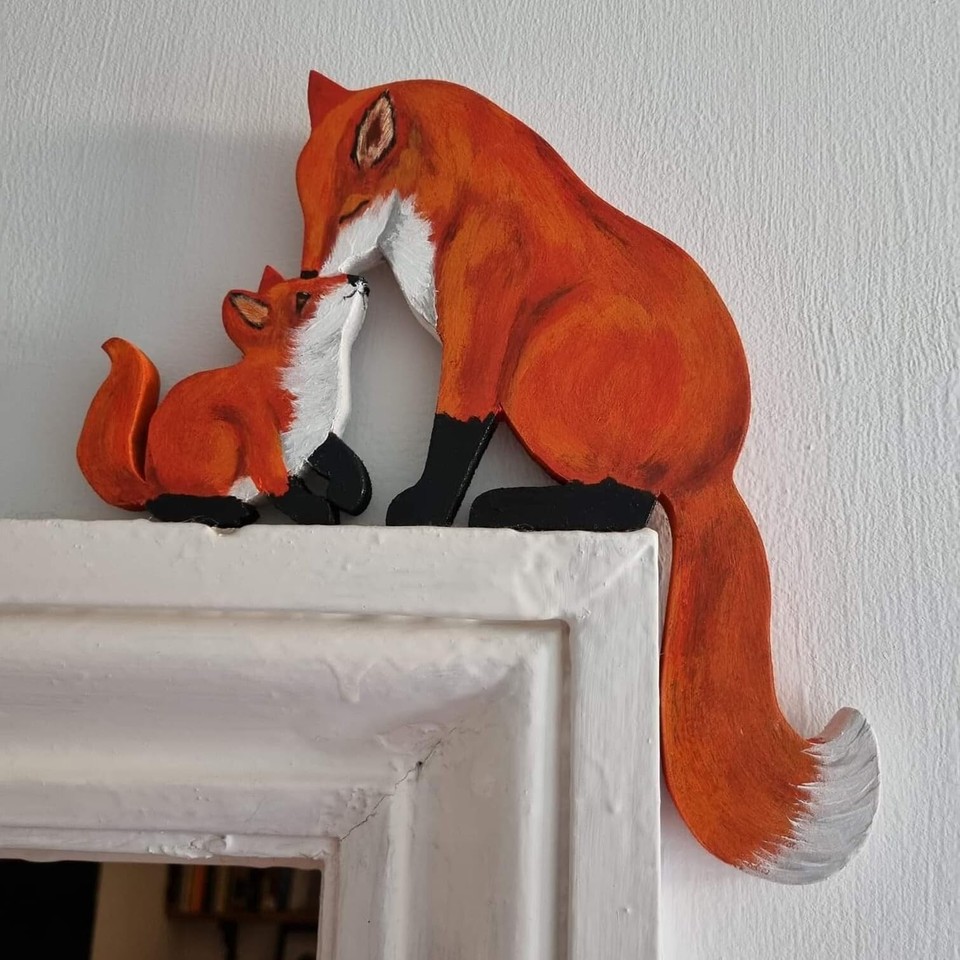Mama and Baby Fox Door Topper Adorable Fox Shape Statue Door Corner ...