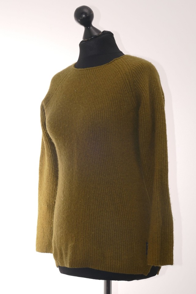 Scotch & Soda Women's Pullover S Green Olive Uni Crew Neck Coarse Knit ...