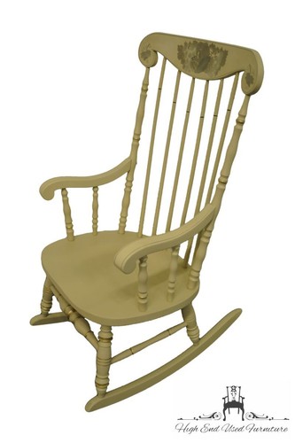 ETHAN ALLEN Cream Painted Traditional Hitchcock Style Accent Rocker ...