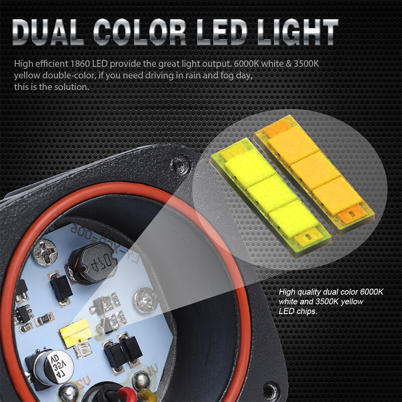 2X 2inch Dual Color 8D LED Work Light Pods Yellow White Driving Spot ...