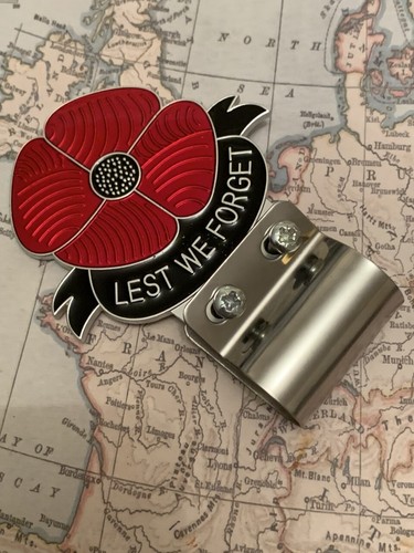 Red Poppy Car Badge with Grille Fixings British Legion ALUM Lest We ...