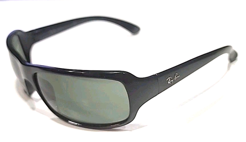 Ray Ban 601 Black Rectangle Wrap Gray Sunglasses Italy READ | eBay