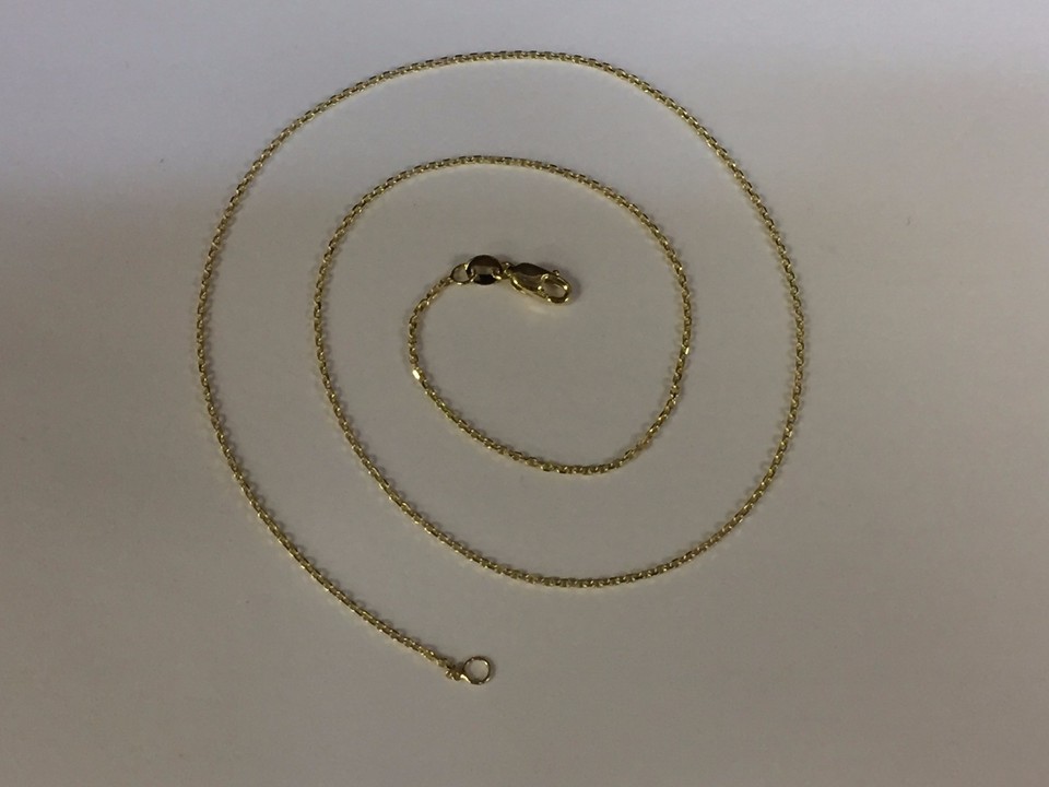 18k Yellow Gold 18" D/C Cable Link Pendant Chain/Necklace 1.1 mm 2 ...