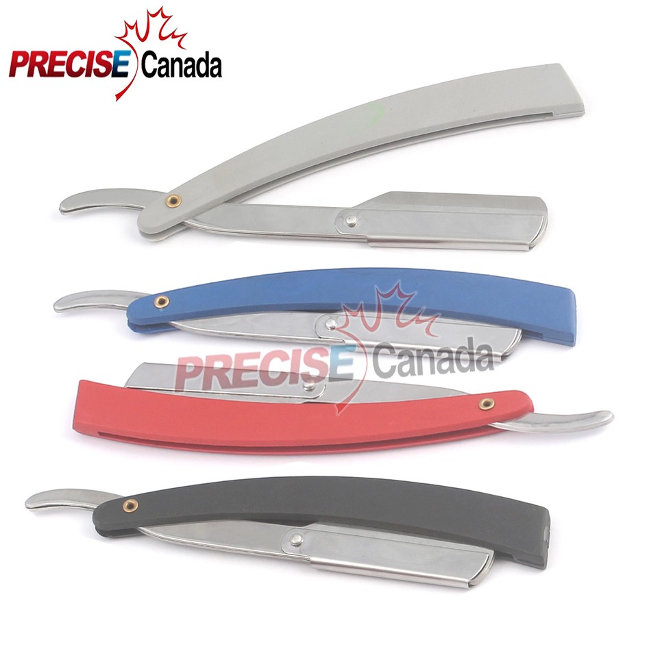 4 Pcs Black + Blue + Red + Green Straight Barber Edge Razor Folding ...