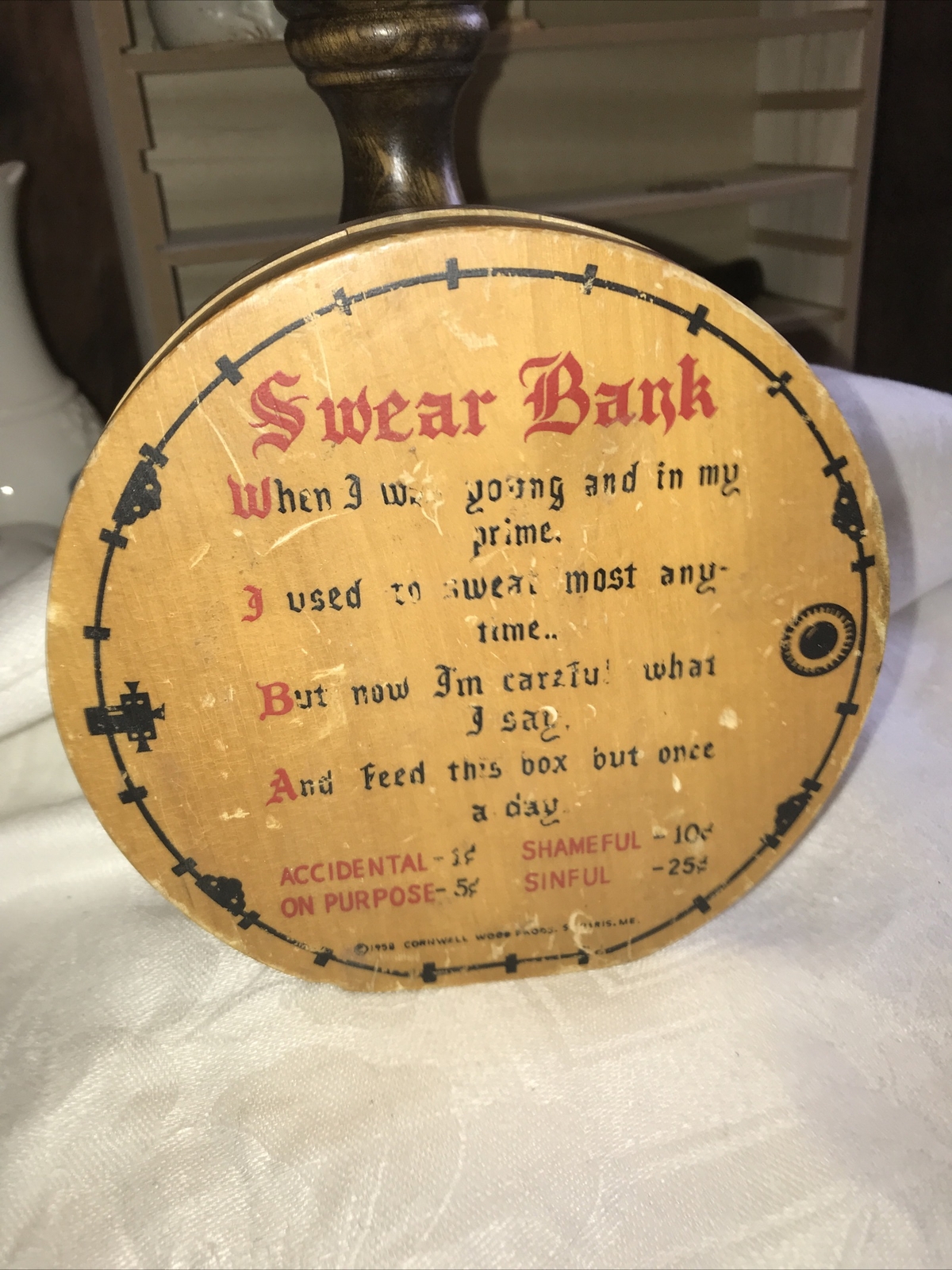 Vintage Swear Bank Cornwall Wood Products 1958 South Paris Maine Cute ...
