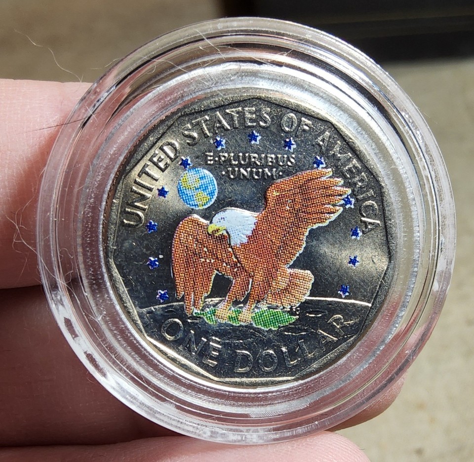 MORGAN MINT 1999 SUSAN B. ANTHONY COLORIZED BACK GOLD-PLATED COIN IN ...