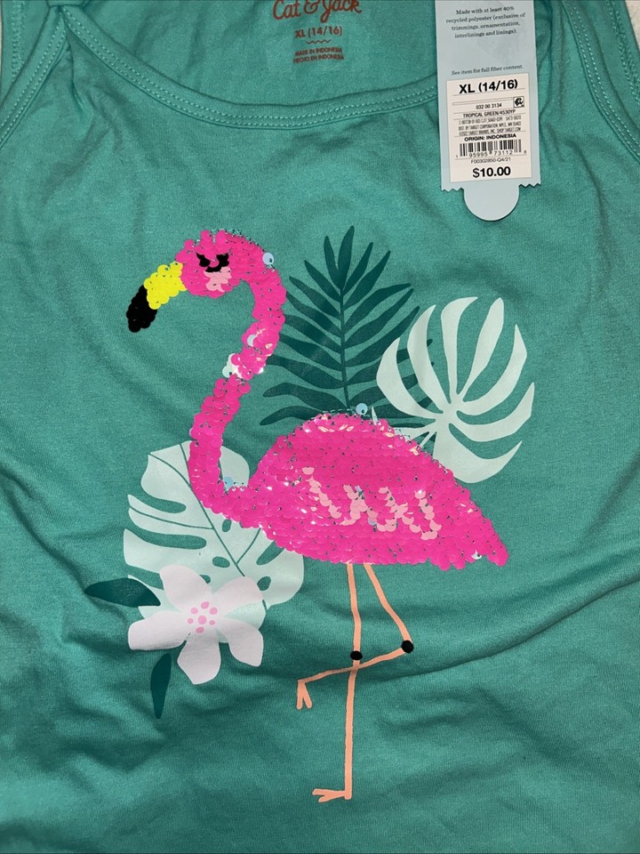 NWT Cat & Jack Girls Flamingo Tank Top Size XL (14/16) | eBay