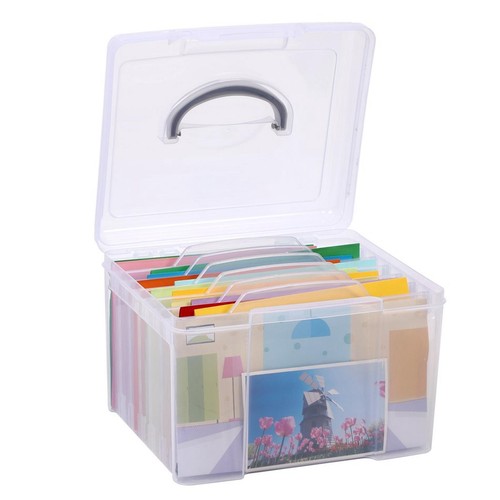 Greeting Card Storage Box Portable Photos Organizer for Card Stickers ...