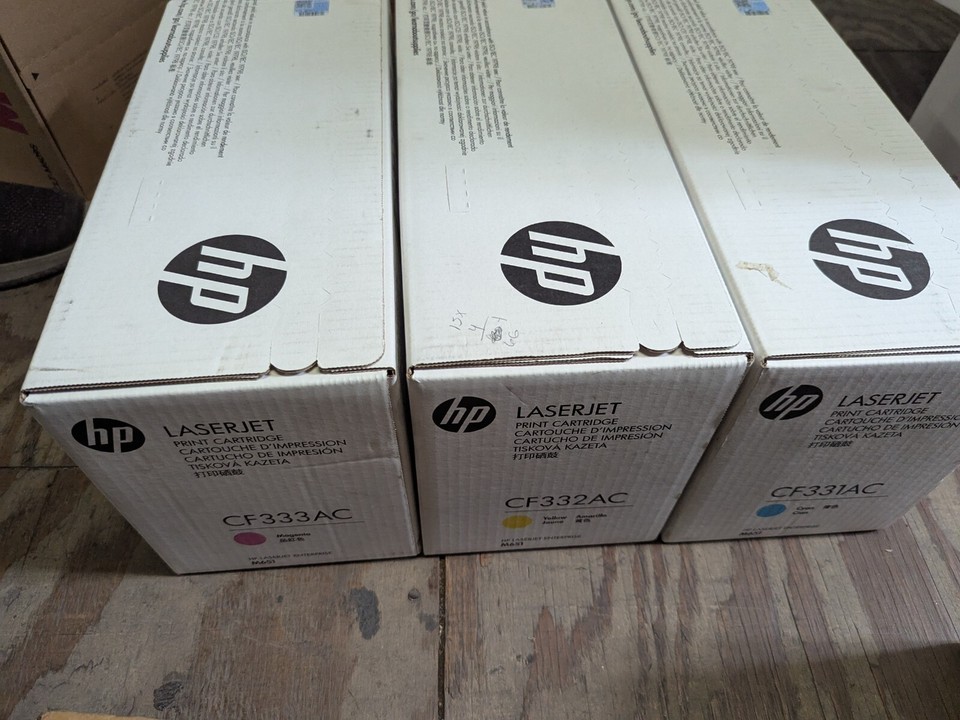 New Genuine HP 654X 654A LaserJet Toner Set CF330X, CF331A, CF332A ...