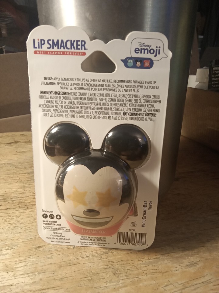 Disney Emoji Lip Smacker Lip Balm Mickey Mouse Ice Cream Bar Flavor New ...