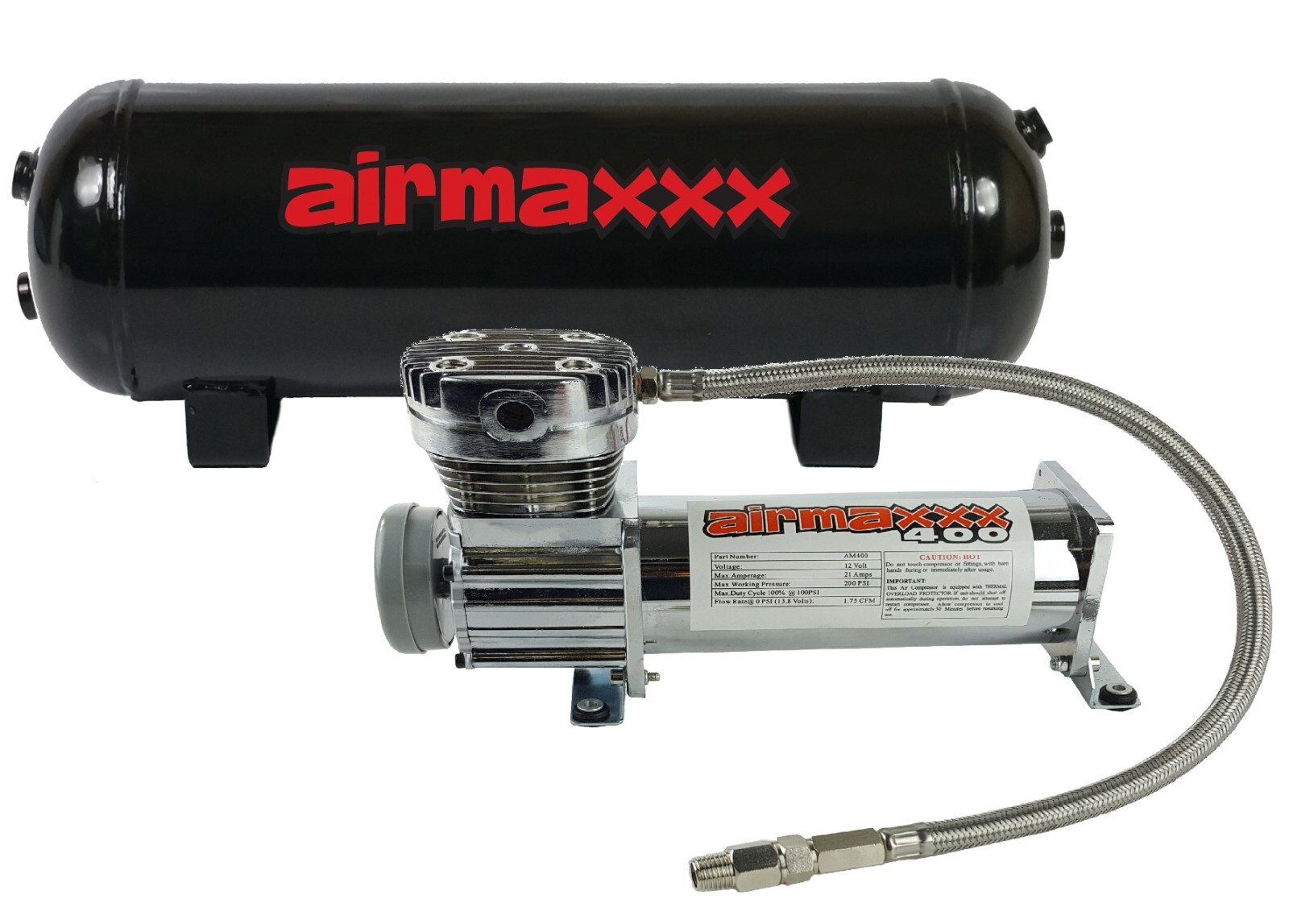 airmaxxx Chrome 400 Air Compressor 3 Gallon Air Tank Drain 165 on 200 ...
