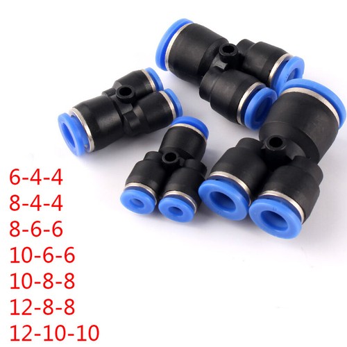 Pneumatic Air Line Reducer Push-in Fittings Wye 4mm-12mm Tube Hose Y ...
