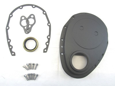 Small Block Chevy 327 350 383 Aluminum Timing Cover Kit w/ Seal Black ...