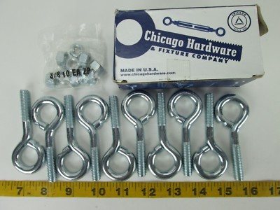 Chicago Hardware and Fixture Company Eyebolt Box of 10 w/ Nuts T | eBay