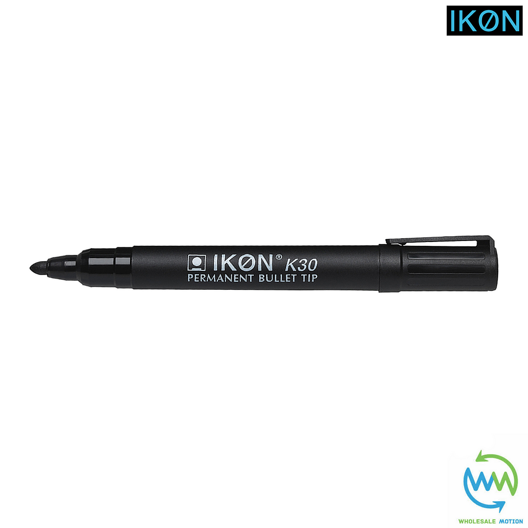 Black PERMANENT MARKER Pens POINT Tip Markers Pack IKON K30 Sharpie PEN ...