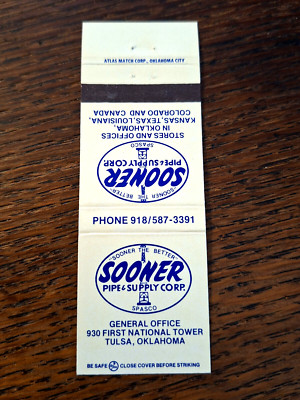 Vintage Matchbook: Sooner Pipe & Supply Corp, Tulsa, OK | eBay