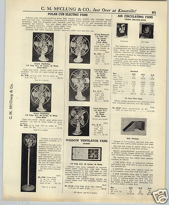1937 PAPER AD Polar Cub Electric Fan Fans Floor Desk Table Oscillating ...