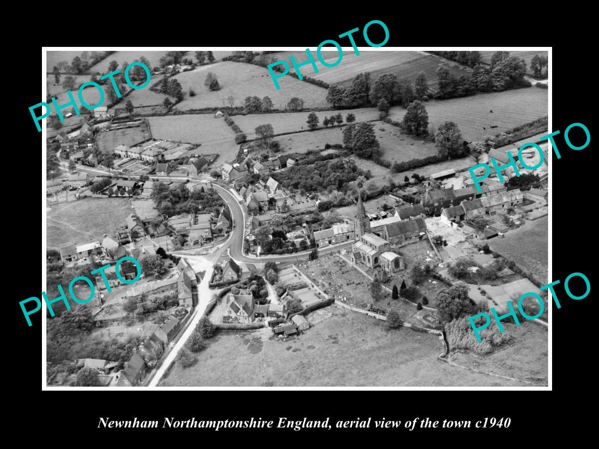 OLD POSTCARD SIZE PHOTO NEWNHAM NORTHAMPTONSHIRE ENGLAND TOWN AERIAL ...