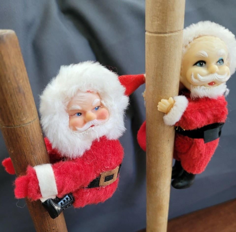 Set of 2 Vintage Plush Santa Claus Clip-on Christmas Tree Hugger ...