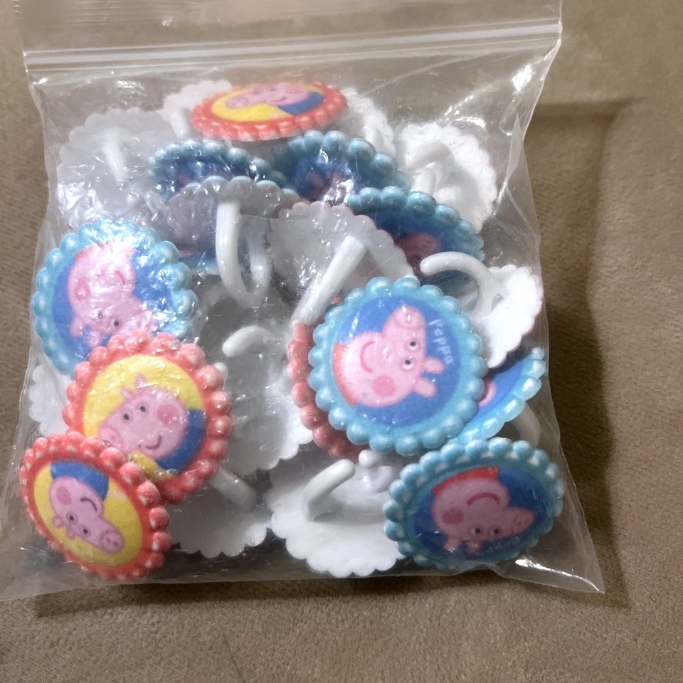 Decopac Peppa Pig & George 24 Count Party Favor Rings Cupcake Toppers ...