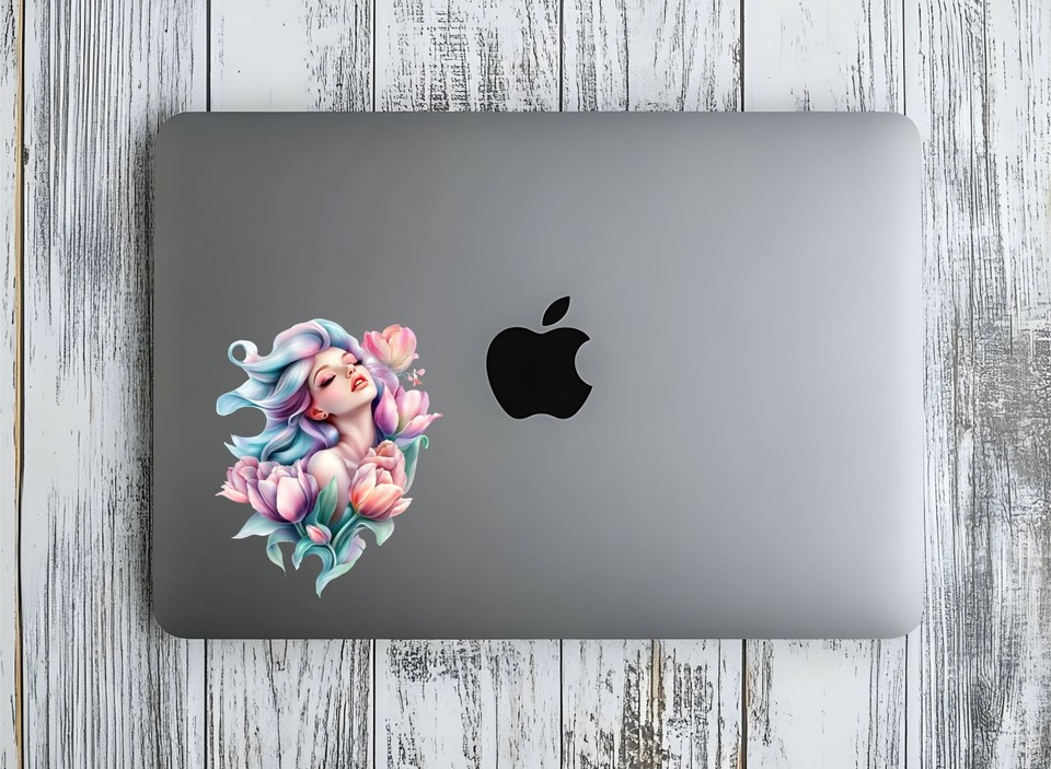 Floral Woman UV DTF Sticker - Glass Laptop Tumbler Wall Cup xj363 | eBay UK