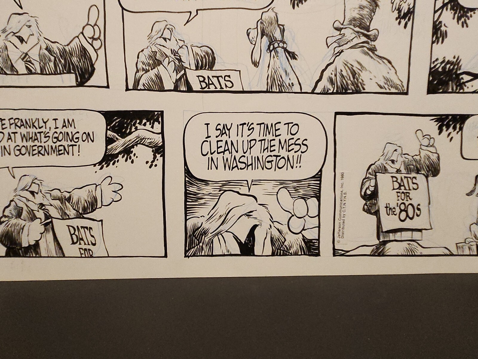 SHOE Sunday Comic Strip Original Art 11-2-1980 JEFF MACNELLY Sen Batson ...