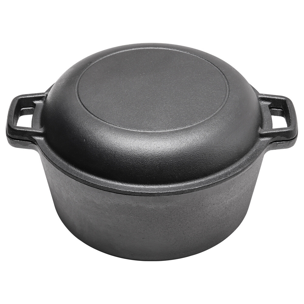 Cast Iron Casserole Pot Pan Cooking Camping Stew Dutch Oven Stockpot ...
