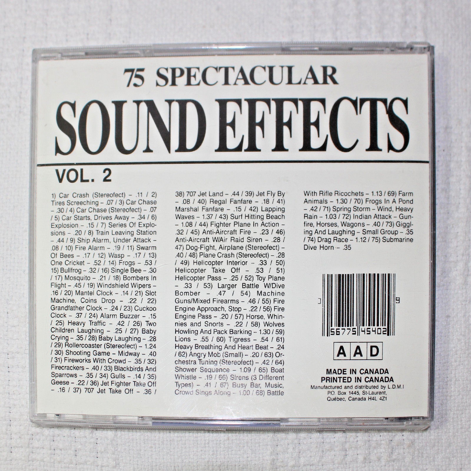 75 Spectacular Sound Effects Volume 2 CD Digital Mastering S-4540 Made ...