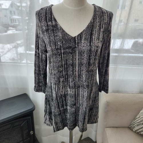 Tianello Steve Barraza S black white Tunic long Sleeves Stretchy Women ...